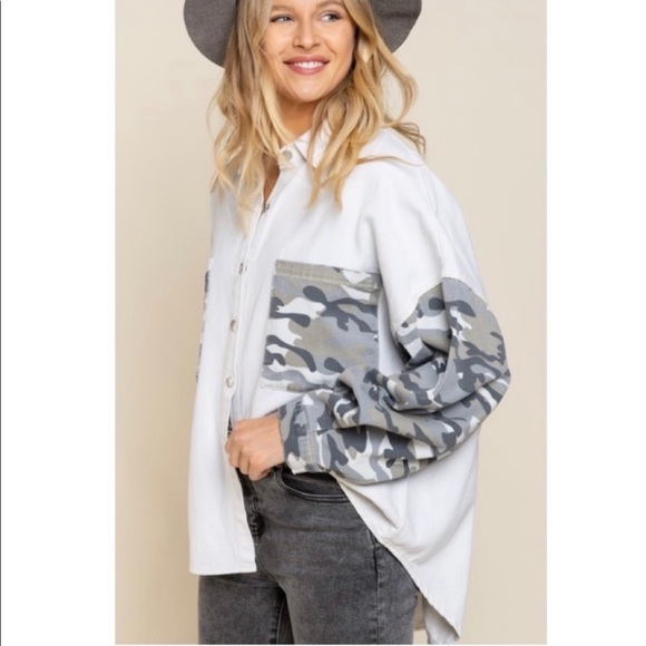 POL | Jackets & Coats | New Pol Camo High Lo Contrast Color Swap Shacket Jacket Relaxed ...